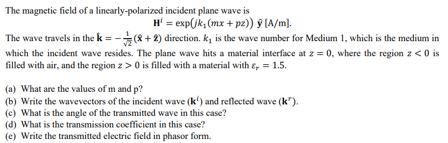 Solved The magnetic field of a linearly-polarized incident | Chegg.com