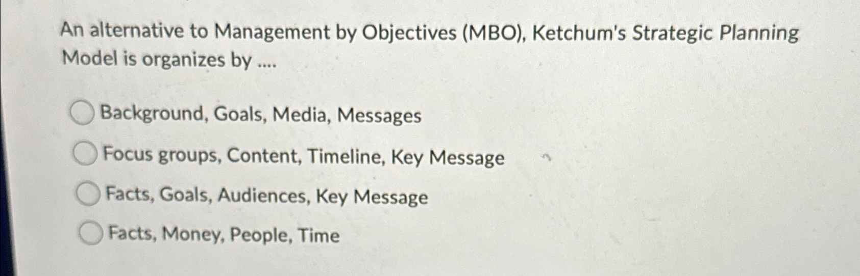 Solved An alternative to Management by Objectives (MBO), | Chegg.com