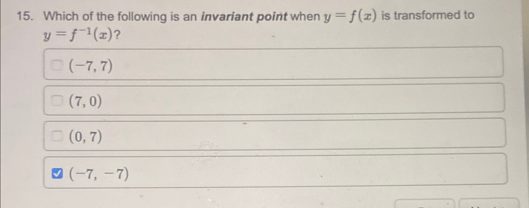 Solved Which of the following is an invariant point when | Chegg.com