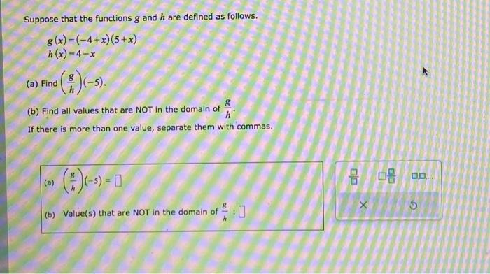 Solved Suppose that the functions g and h are defined as | Chegg.com