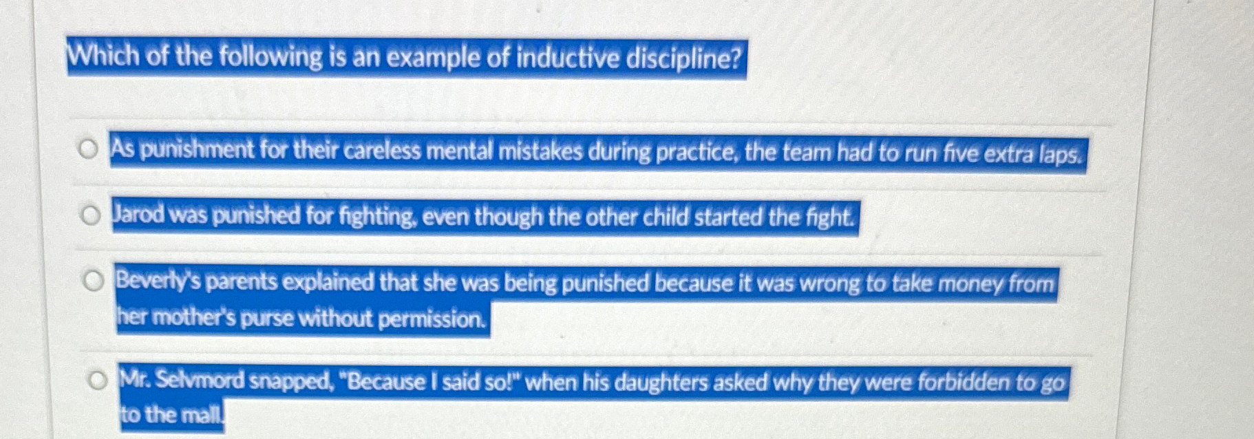 Solved Which of the following is an example of inductive | Chegg.com