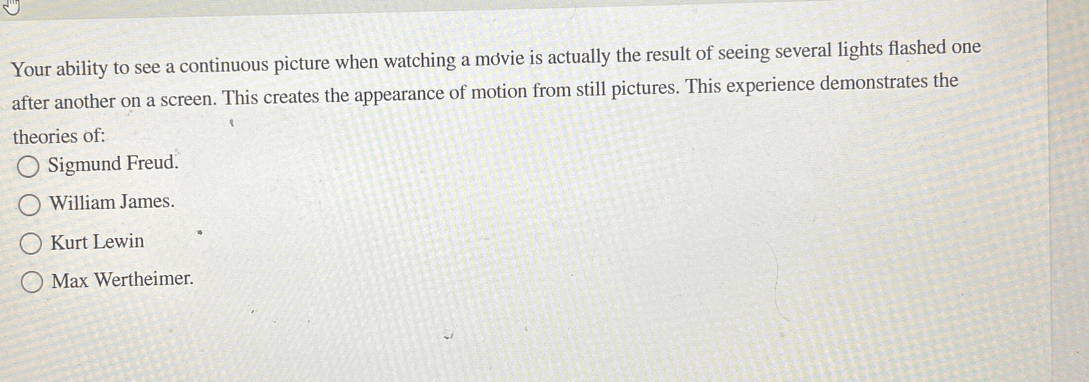 Solved Your ability to see a continuous picture when | Chegg.com