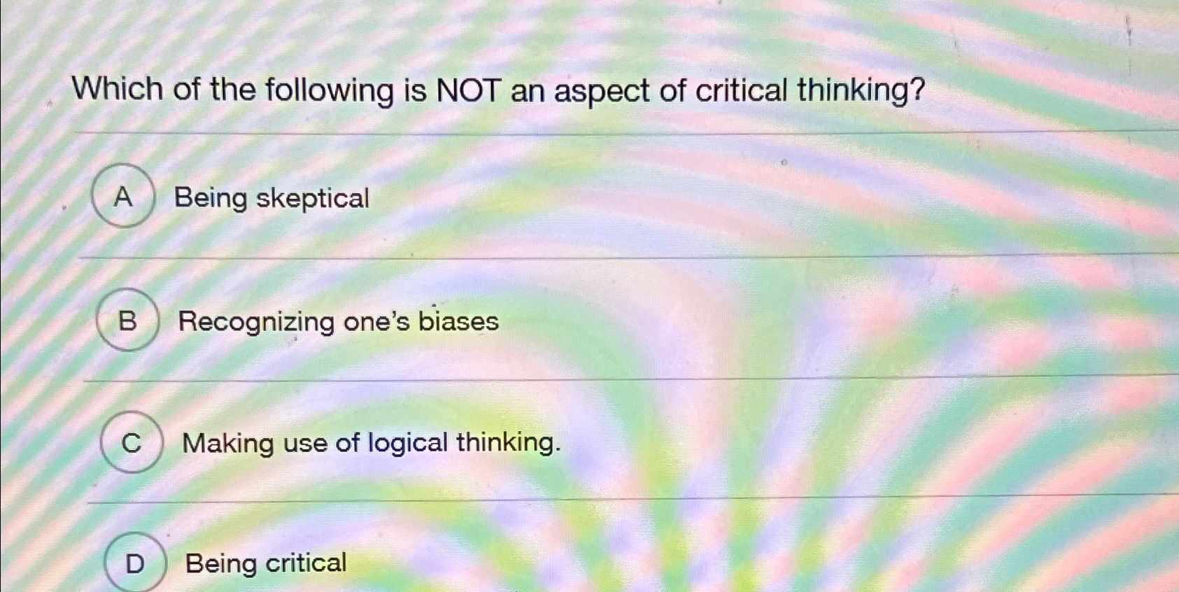 Solved Which of the following is NOT an aspect of critical | Chegg.com