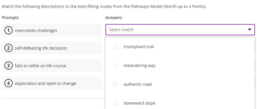 Solved Match the following descriptions to the best-fitting | Chegg.com