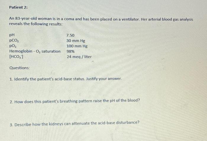 Solved Normal Levels of Substances in the Arterial Blood PH | Chegg.com