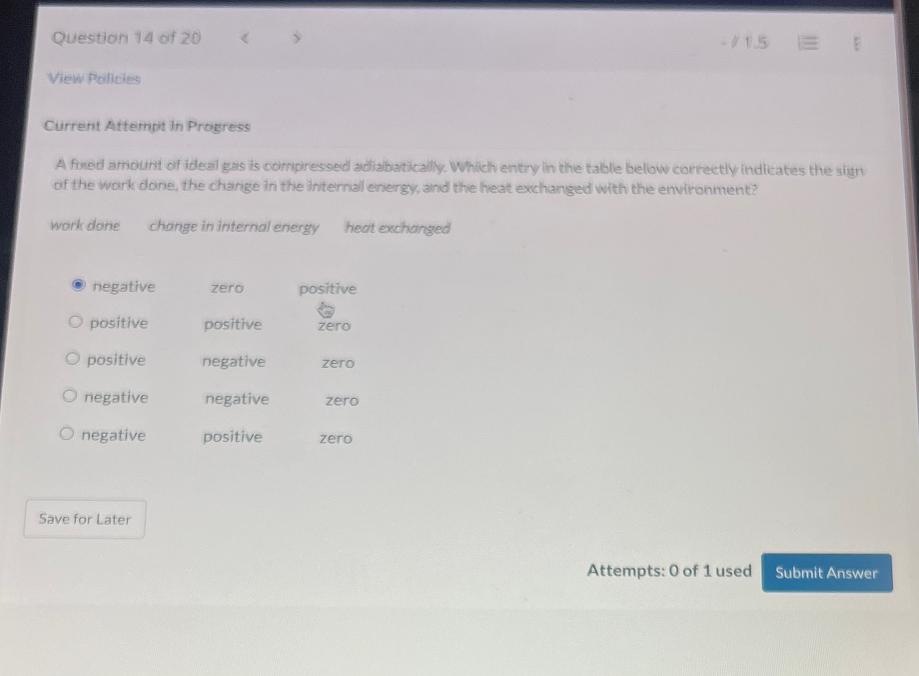 Solved Question 14 ﻿of 20View PoticiesCurrent Attempt in | Chegg.com
