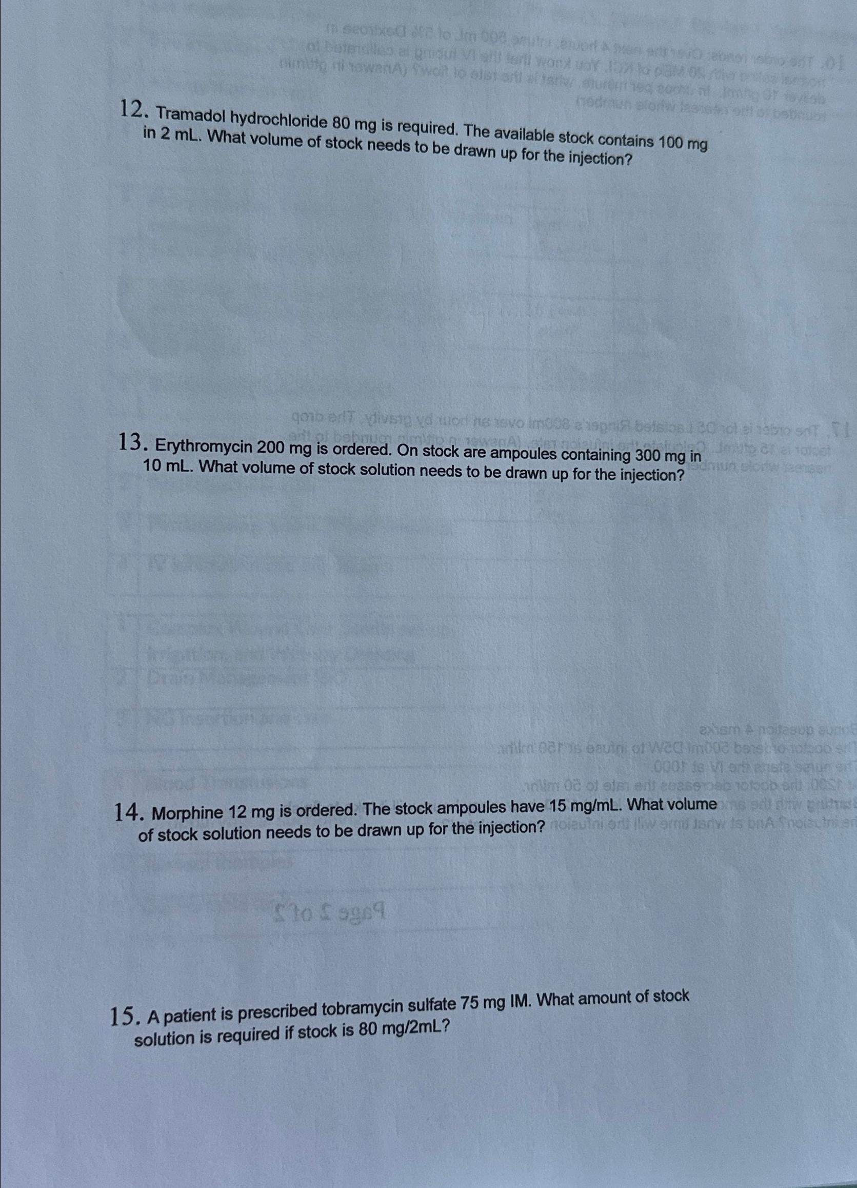 Solved Tramadol Hydrochloride 80mg ﻿is Required The