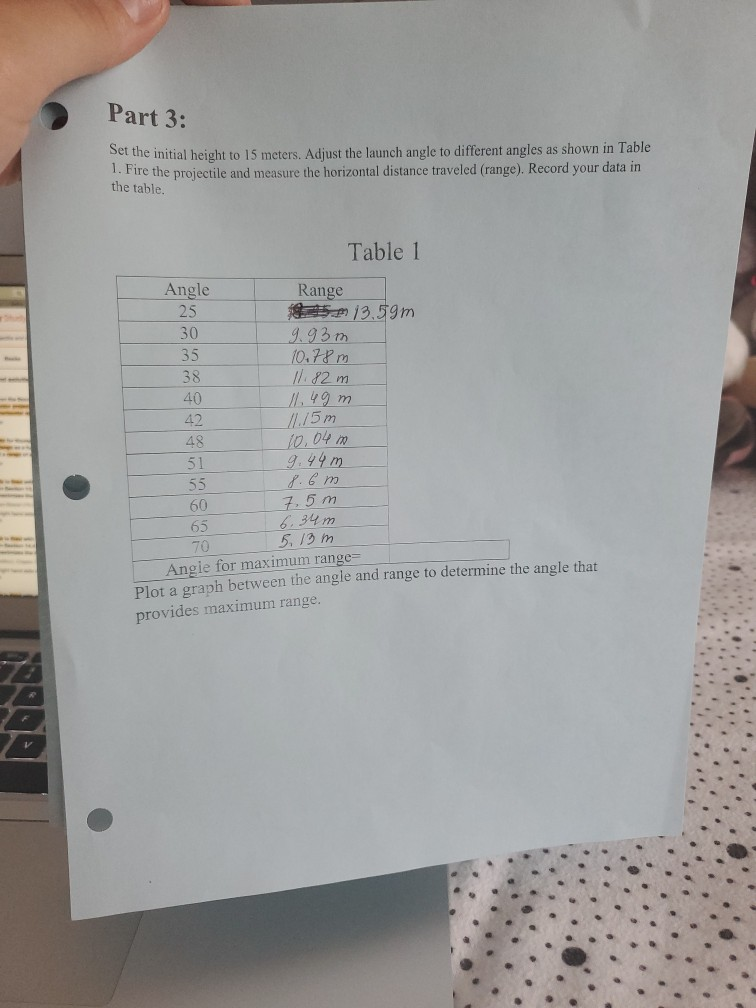 Solved Part 3: Set the initial height to 15 meters. Adjust | Chegg.com