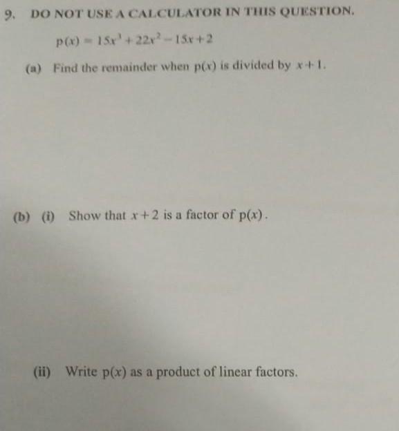 Solved DO NOT USE A CALCULATOR IN THIS QUESTION. | Chegg.com