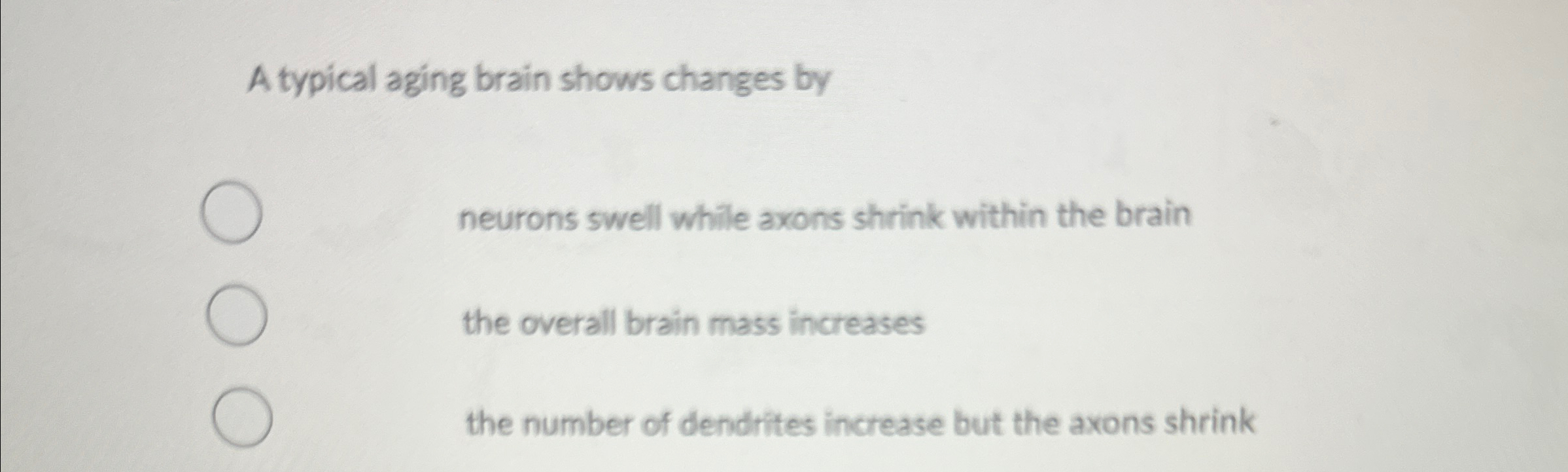 Solved A typical aging brain shows changes by ﻿neurons | Chegg.com