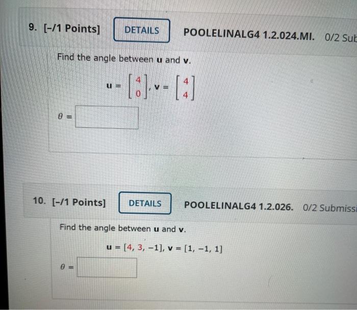 Solved 6. [0/2 Points] DETAILS PREVIOUS ANSWERS POOLELINALG4 | Chegg.com