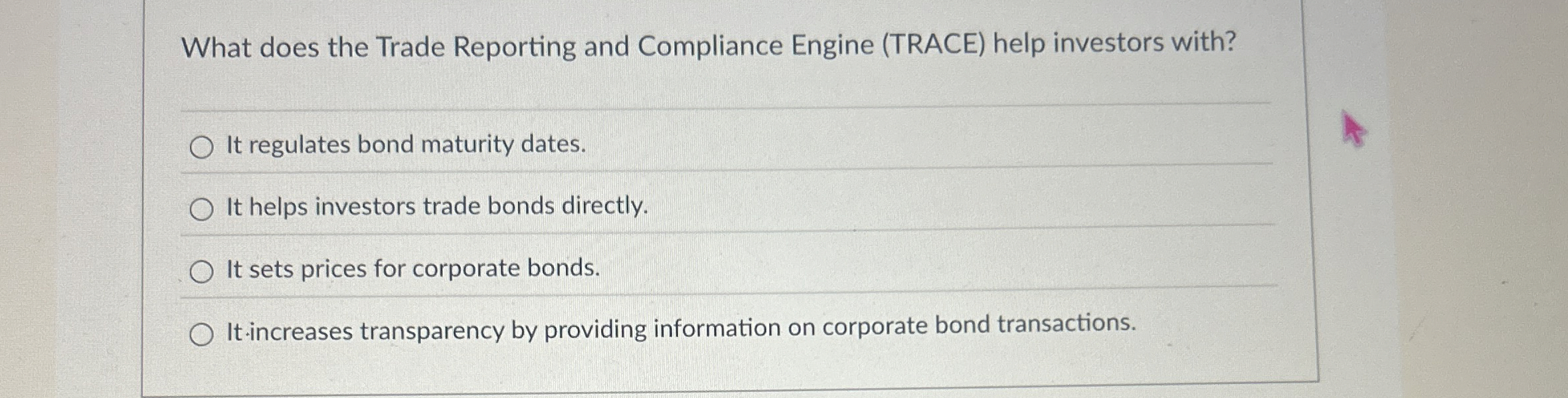 Solved What does the Trade Reporting and Compliance Engine | Chegg.com