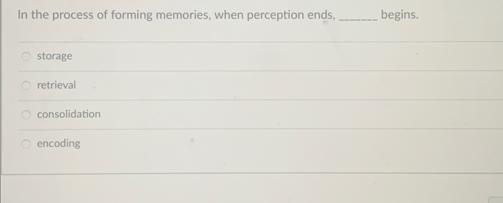 Solved In the process of forming memories, when perception | Chegg.com