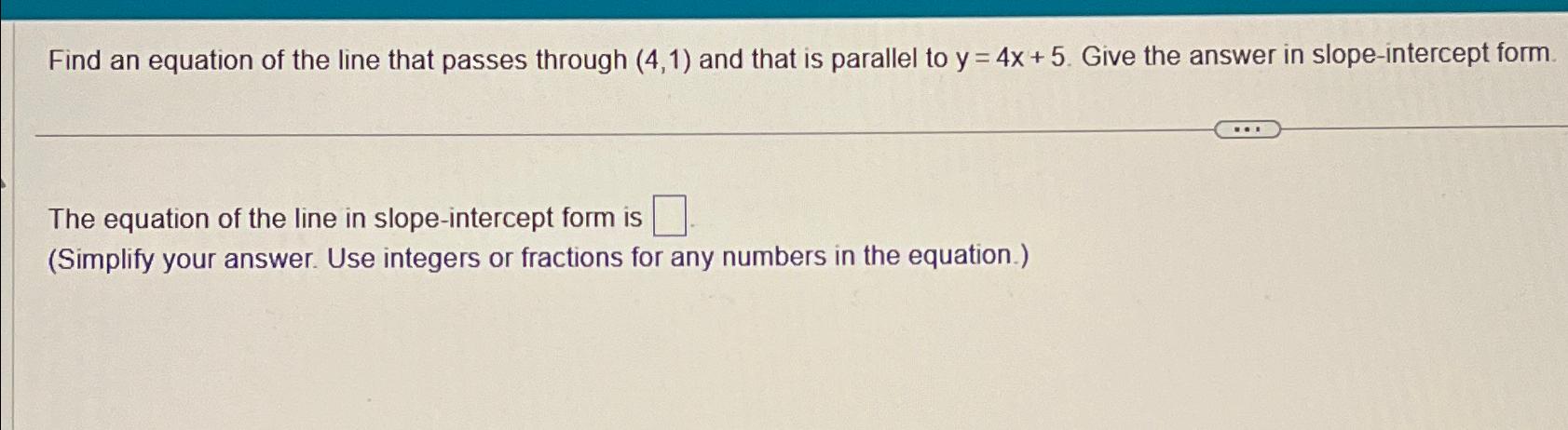 Solved Find an equation of the line that passes through | Chegg.com