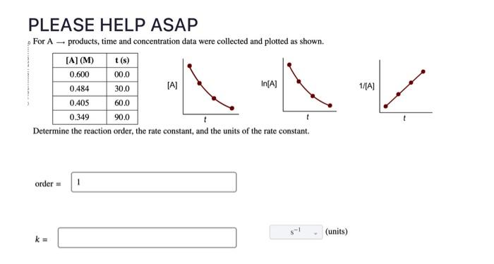 Solved PLEASE HELP ASAP For A→ products, time and | Chegg.com