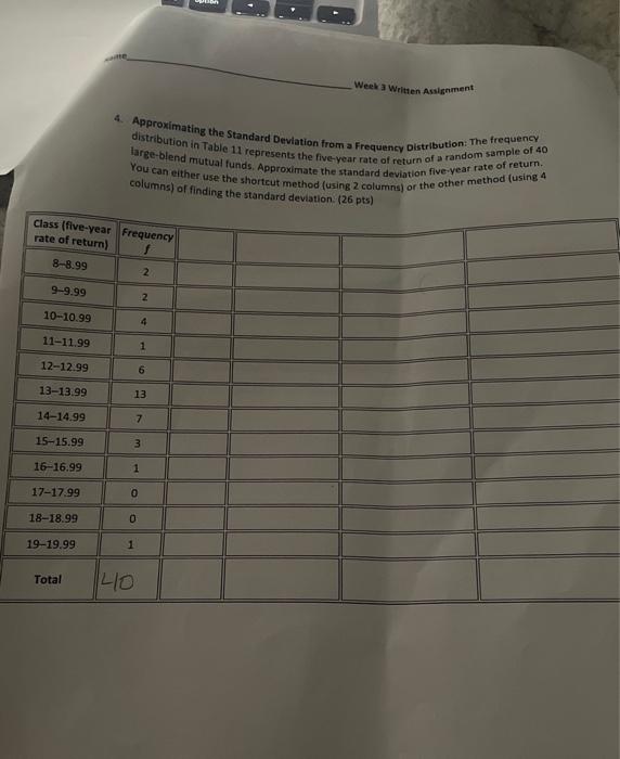 Solved 4. Approximating the Standard Deviation from a | Chegg.com