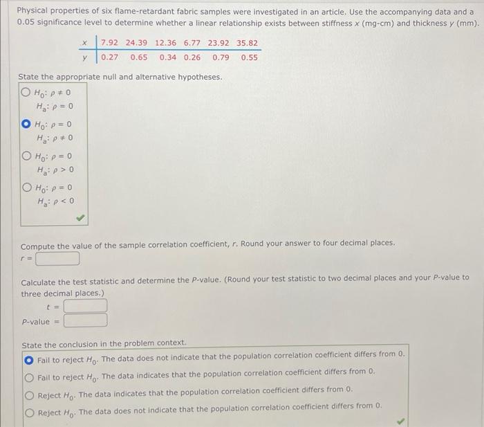 Solved Physical properties of six flame-retardant fabric | Chegg.com