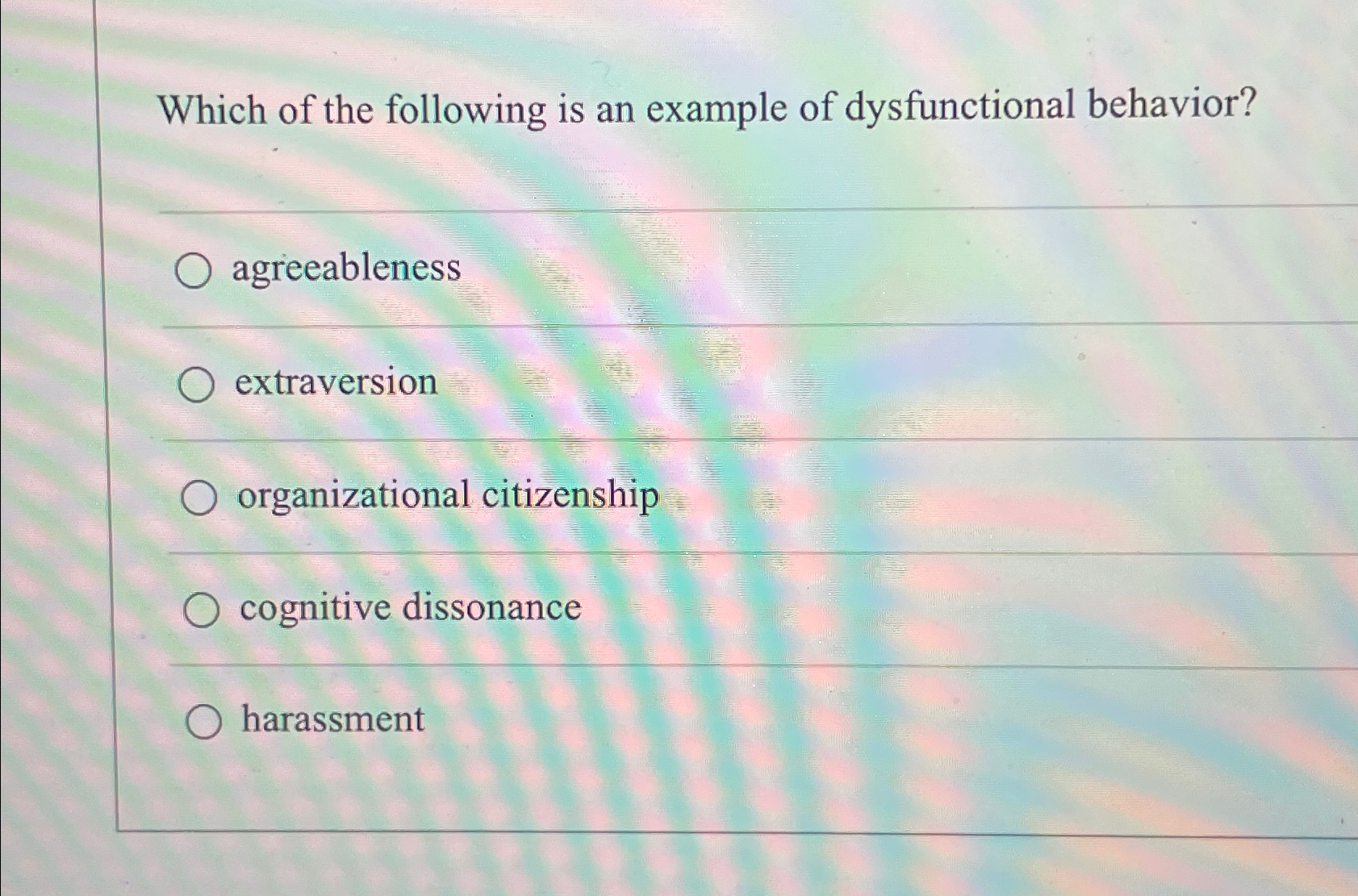 Solved Which of the following is an example of dysfunctional | Chegg.com