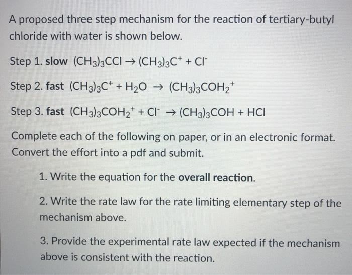 Solved A proposed three step mechanism for the reaction of | Chegg.com