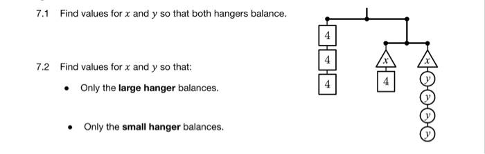 Solved 7.1 Find values for x and y so that both hangers | Chegg.com