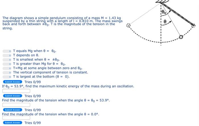 Solved The diagram shows a simple pendulum consisting of a | Chegg.com