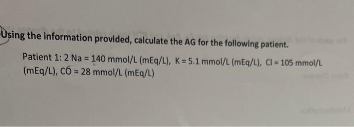 Solved Jsing the information provided, calculate the AG for | Chegg.com Solved Jsing the information provided, calculate the AG for | Chegg.com