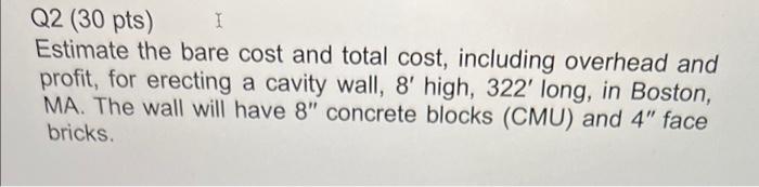 Solved Q2 (30 pts) Estimate the bare cost and total cost, | Chegg.com