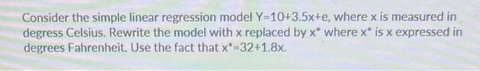 Solved Consider the simple linear regression model | Chegg.com