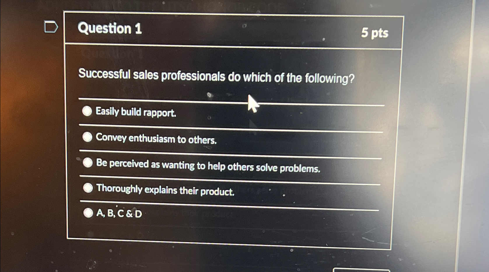Solved Question 15 ﻿ptsSuccessful sales professionals do | Chegg.com