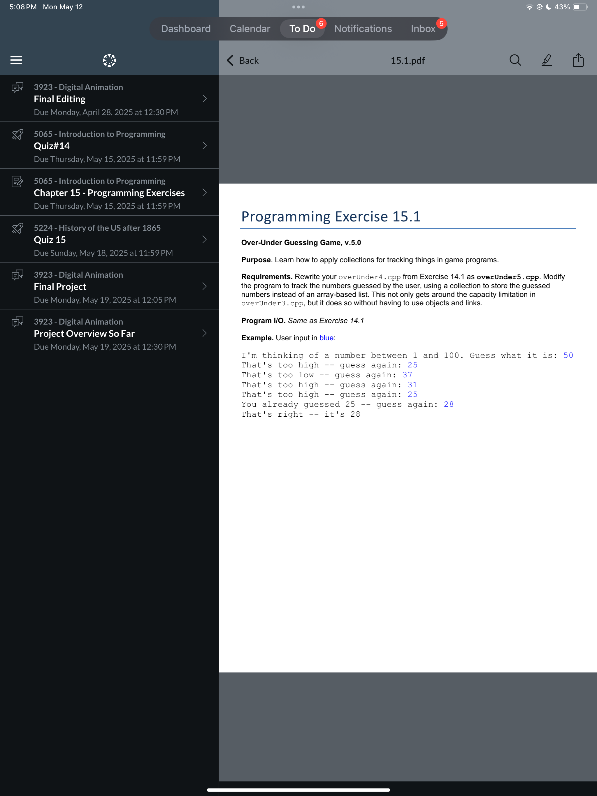 Solved Programming Exercise 15.1Over-Under Guessing Game, | Chegg.com