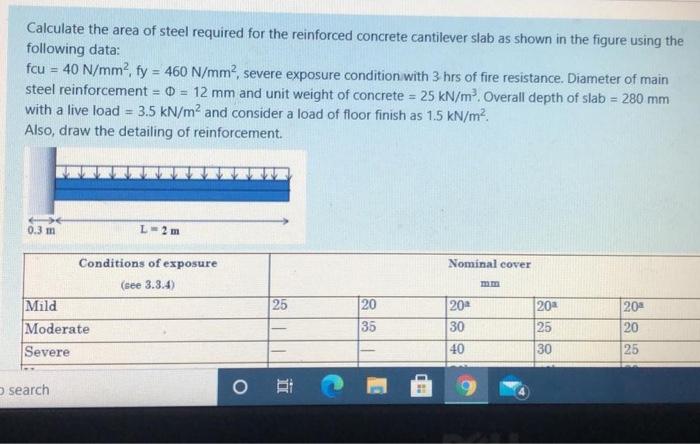 Solved Calculate the area of steel required for the | Chegg.com