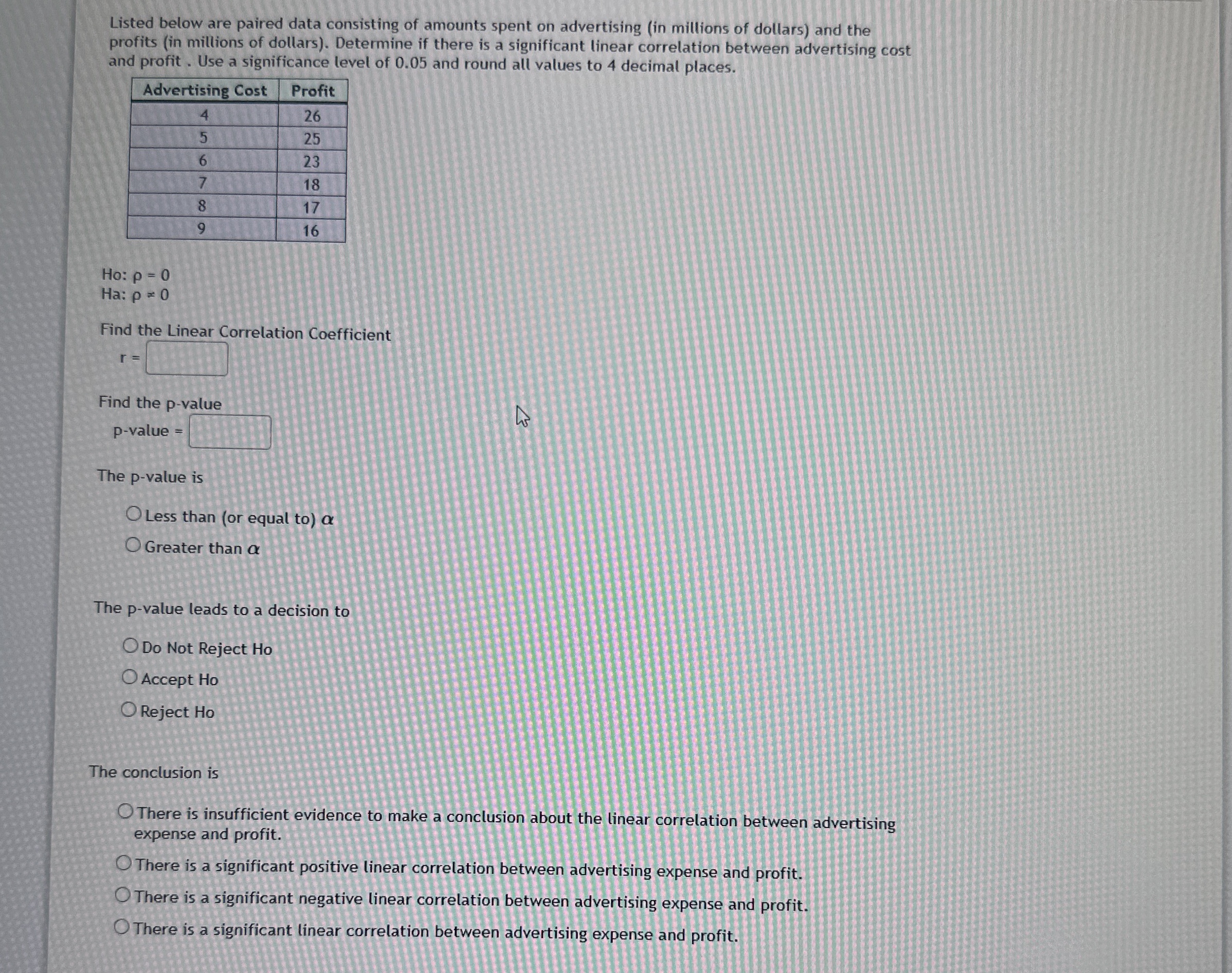 Chapter 12 ﻿Q4Listed below are paired data consisting | Chegg.com