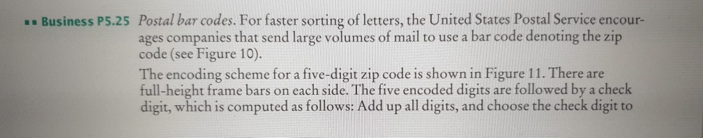 Solved Business P5.25 Postal bar codes. For faster sorting | Chegg.com