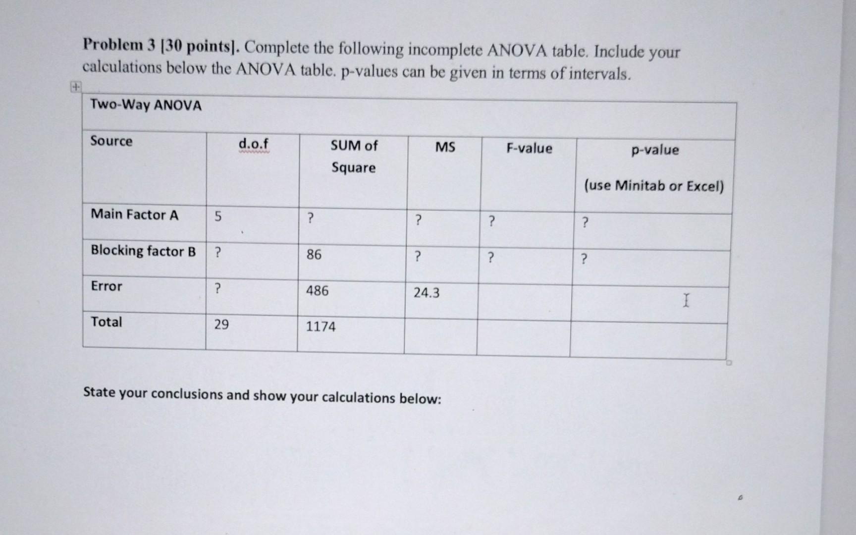 Solved Problem 3 [30 points]. Complete the following | Chegg.com