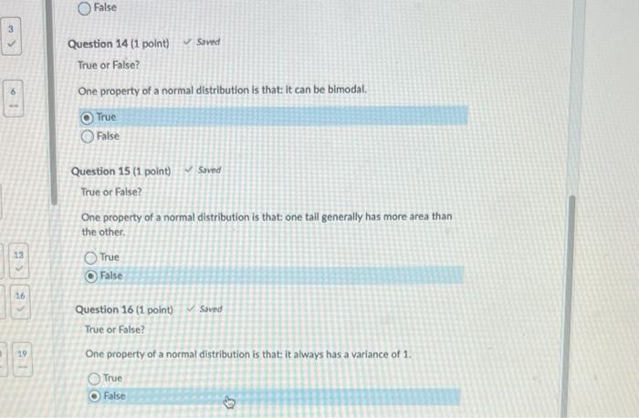 Solved False Question 14(1 point) soved True or False? One | Chegg.com