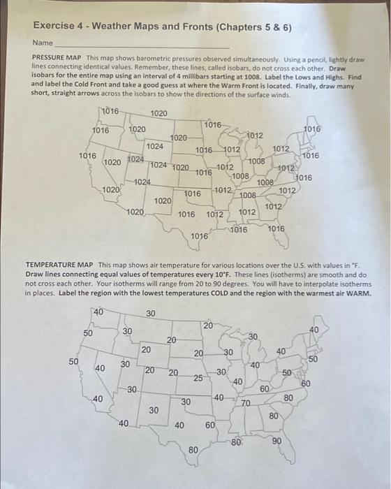 Solved Name PRESSURE MAP. This map shows barometric | Chegg.com