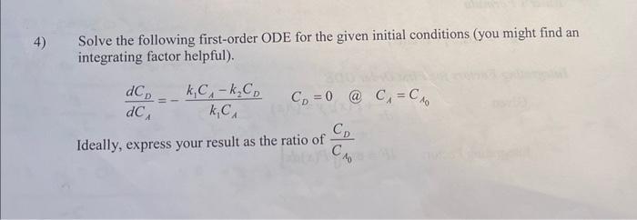 Solved Solve the following first-order ODE for the given | Chegg.com