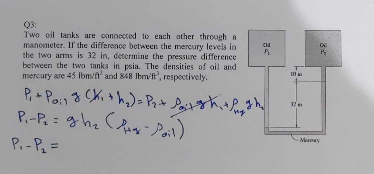 Q3:Two oil tanks are connected to each other through | Chegg.com