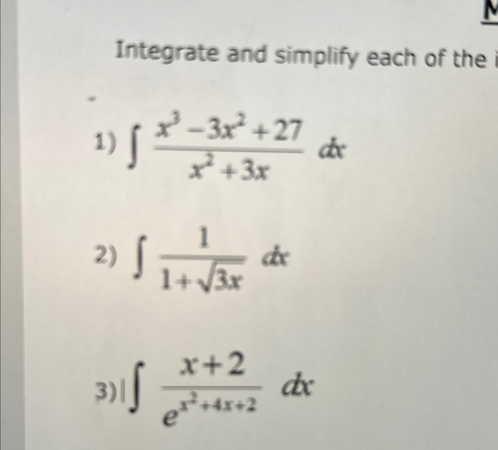 Solved Integrate and simplify each of | Chegg.com