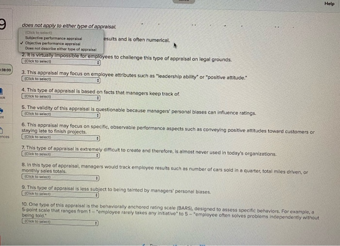 Solved does not apply to either type of appraisal. Click to | Chegg.com
