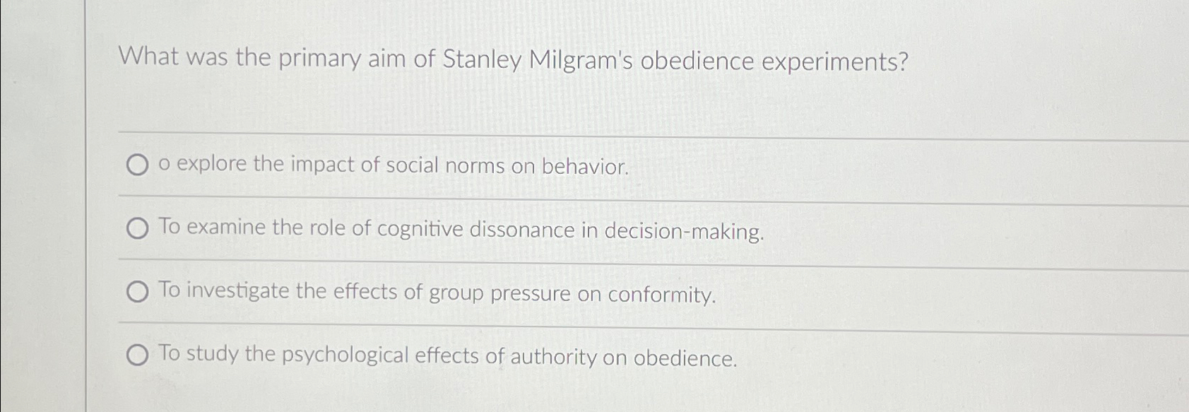 Solved What was the primary aim of Stanley Milgram's | Chegg.com