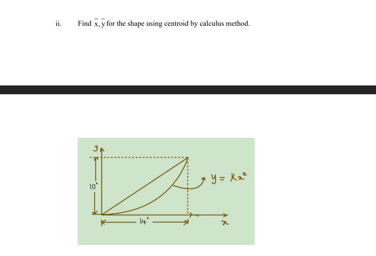 Solved ii. ﻿Find x‾, ﻿y bar for the shape using centroid by | Chegg.com