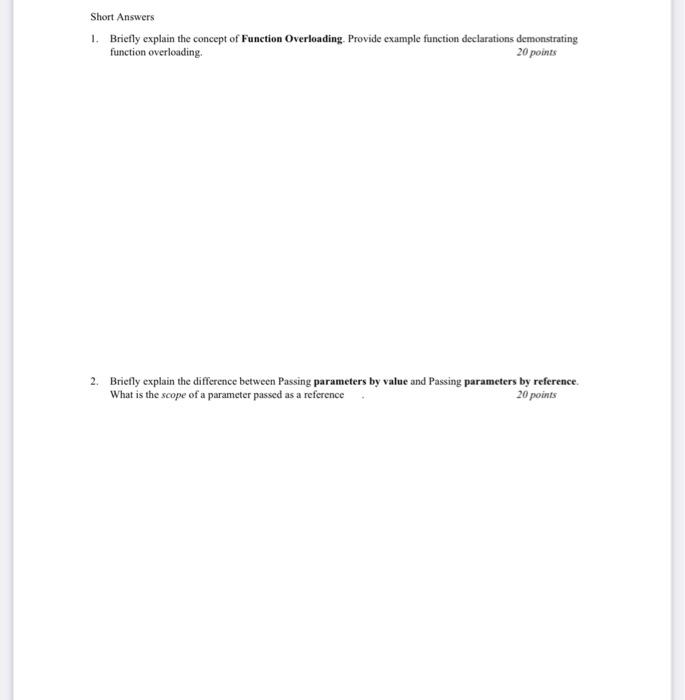 Solved Short Answers 1. Briefly explain the concept of | Chegg.com