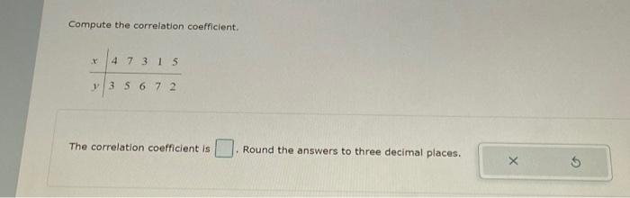 Solved Compute the correlation coefficient. | Chegg.com