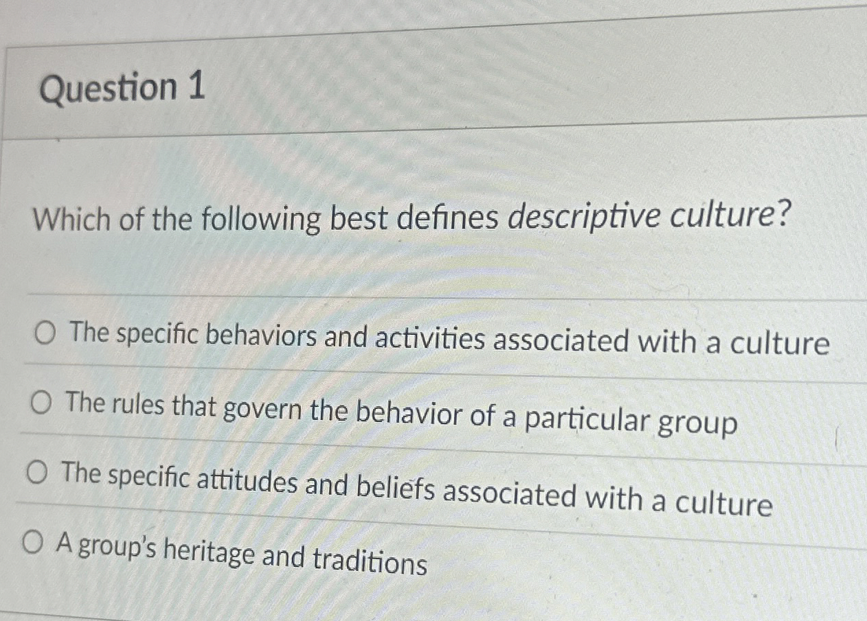 Solved Question 1Which of the following best defines | Chegg.com