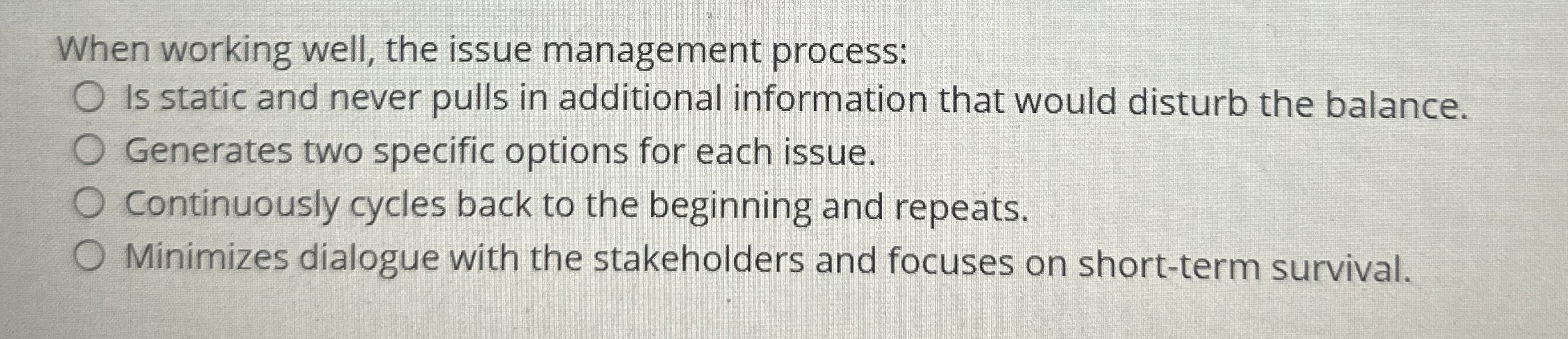 Solved When working well, the issue management process:Is | Chegg.com