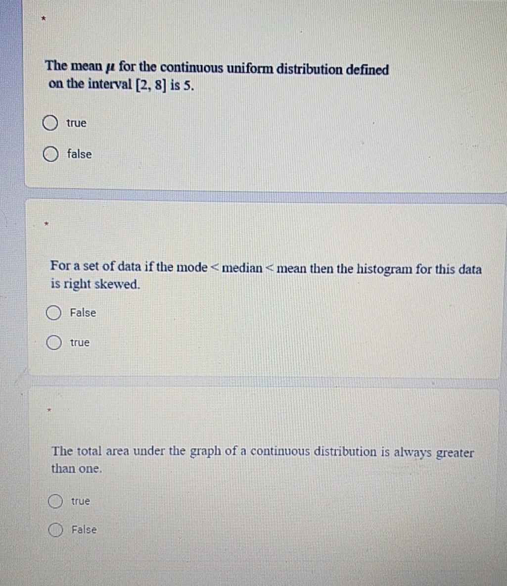 Solved The mean u for the continuous uniform distribution | Chegg.com