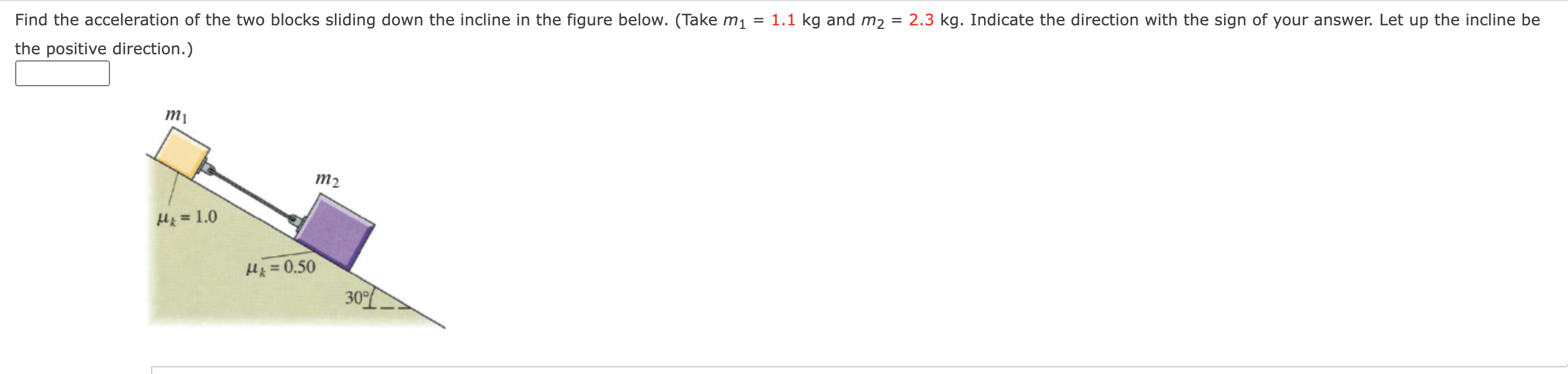 Solved Find the acceleration of the two blocks sliding down | Chegg.com