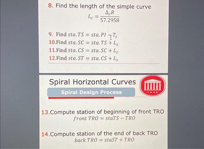 Spiral Horizontal Curves 4. Find runoff length (Lr) | Chegg.com