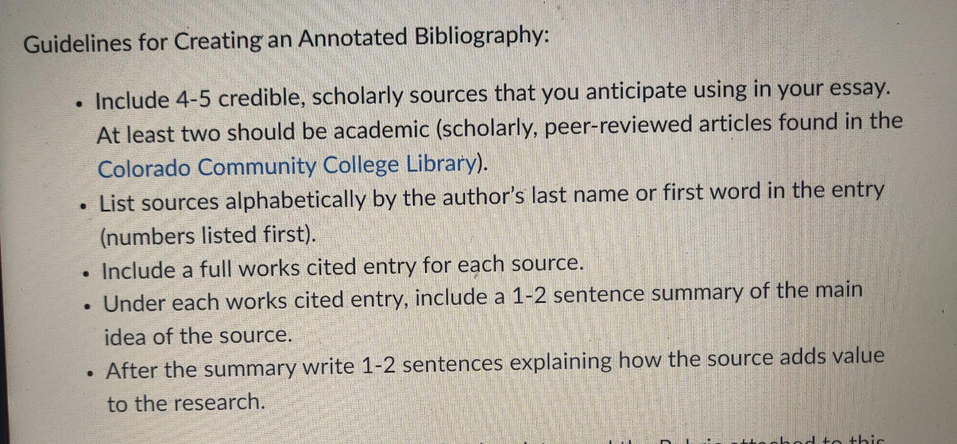 Solved Guidelines for Creating an Annotated | Chegg.com